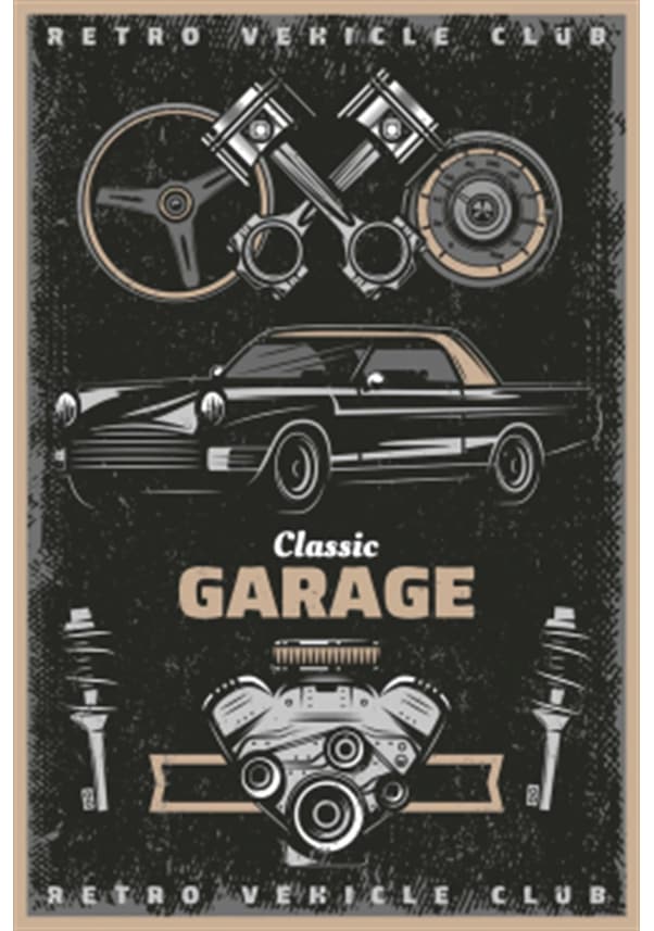 retro klasik garaj retro ahşap poster Fiyatları ve Özellikleri
