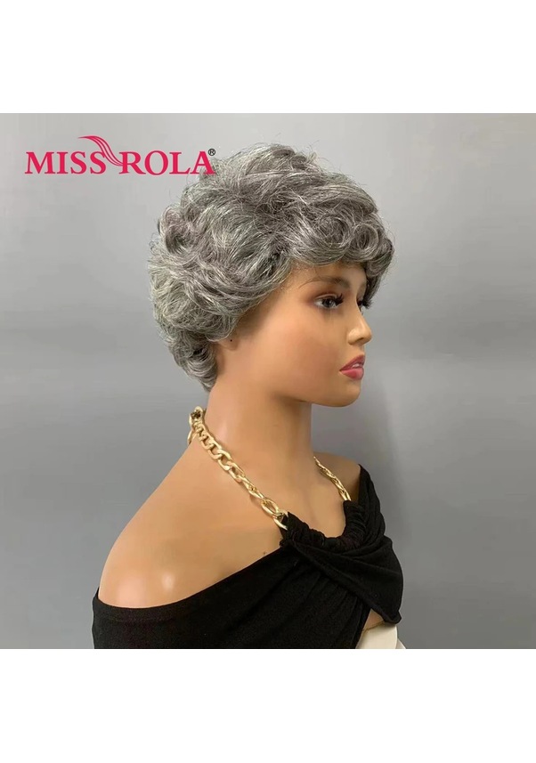 Miss Rola Dalgalı Pixie Kesim Peruk 100% İnsan Saç Bütün Makine ...