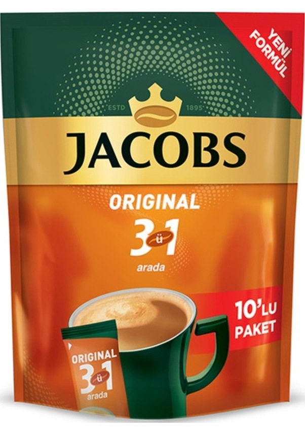 Jacobs Original 3'ü 1 Arada Yeni Formül Kahve 10 x 12 G Fiyatları ve Özellikleri