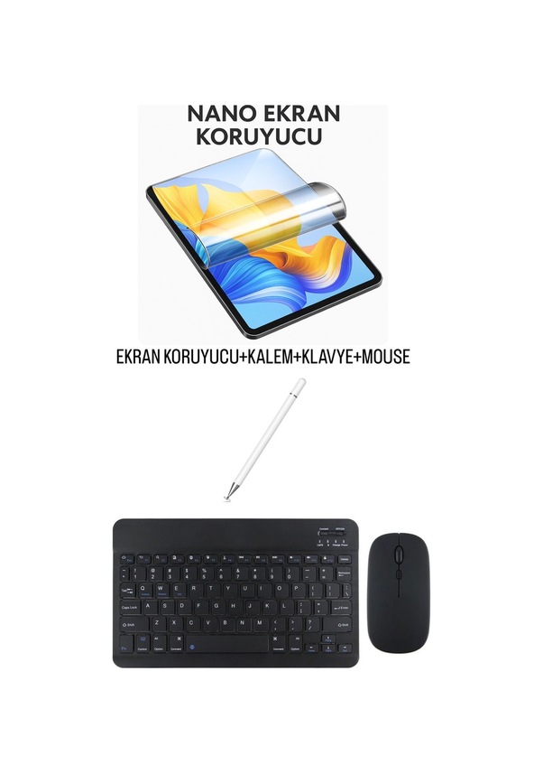 Tcl Tab 10l Gen 4 10.1' Uyumlu Ekran Koruyucu Klavye Mouse Set Siyah ...