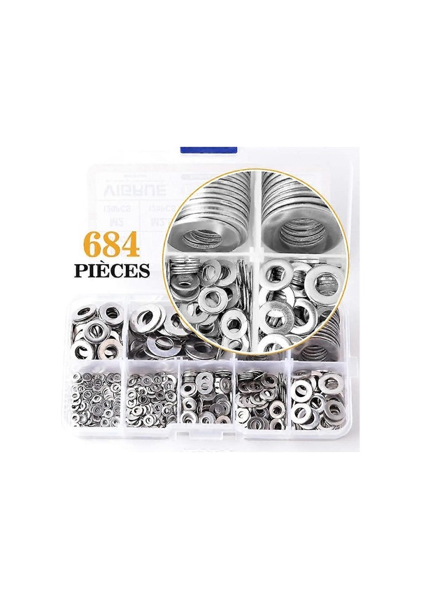 684 Adet 304 Paslanmaz Çelik Düz Rondela Çeşitleri, M2 M2.5 M3 M4 M5 M6 ...