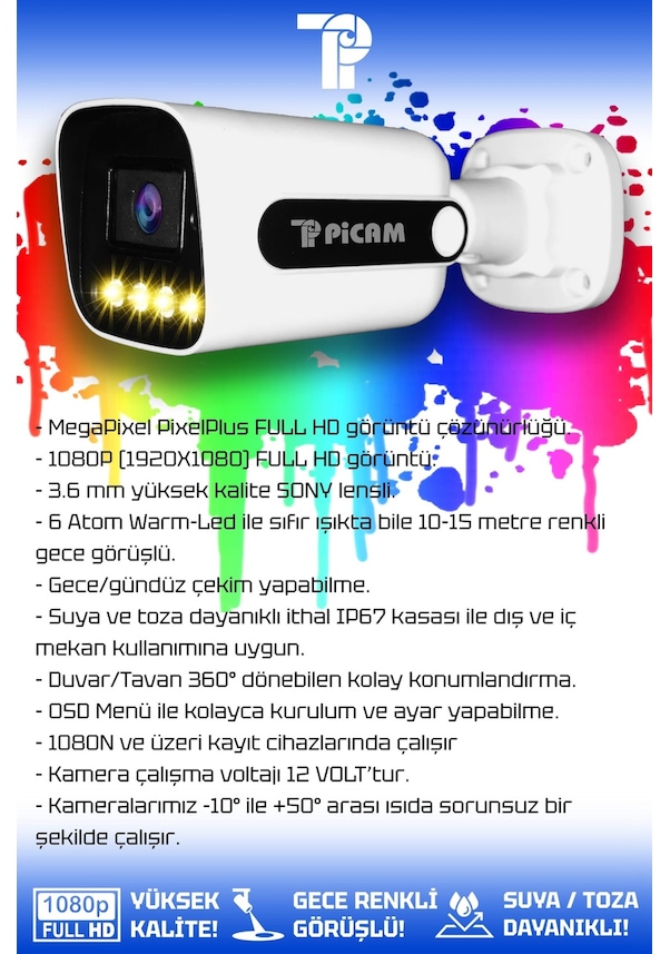 Picam 3 Kameralı Zebra 2 İç Kamera Set 100 Gb Hdd Full Hd Renkli Gece ...