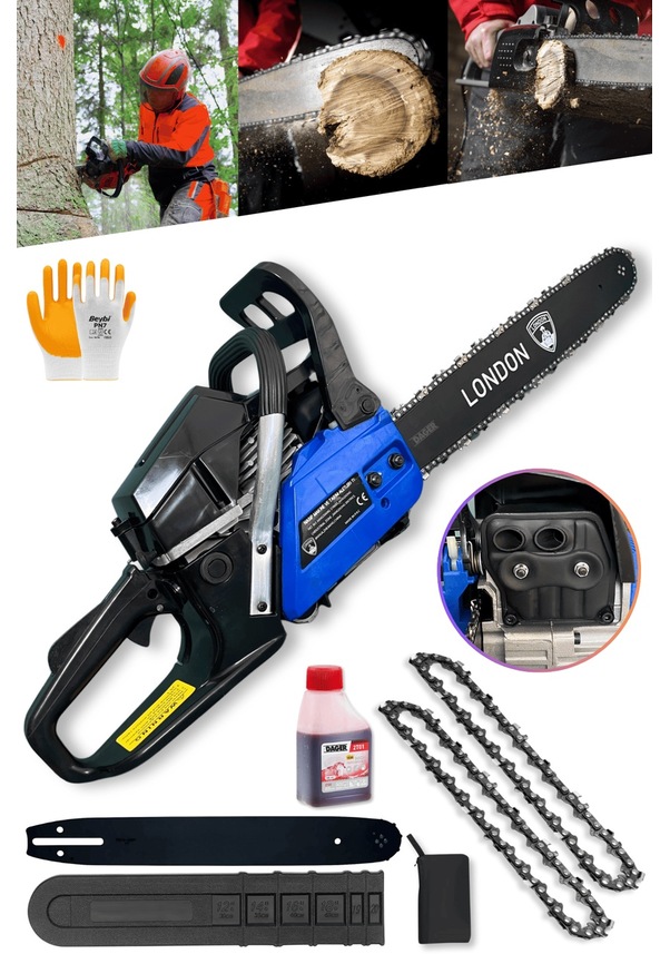 Dager CS4500 Benzinli Testere 2.5 Hp Çift Egzozlu 45 CC Motorlu Ağaç ...