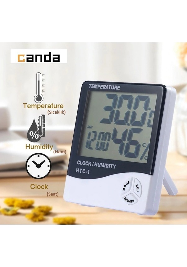 Htc-1 Dijital Termometre Sıcaklık Nem Ölçer Masa Saati Pil Dahil ...