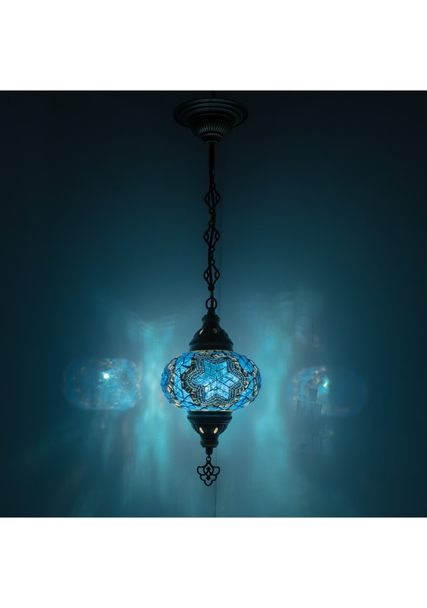 Mozaik Lamba El Işçiliği Büyük Boy Sarkıt Lamba Avize Mavi Fiyatları ve ...
