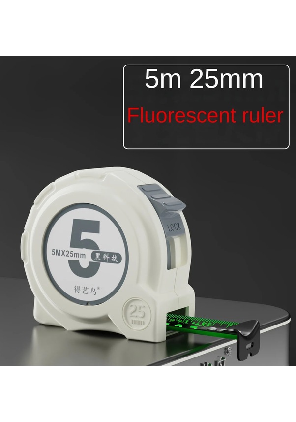 Işık 5m 25mm-yüksek Hassasiyetli Kalınlaştırılmış Mezura 5m Siyah Floresan Cetvel Bant Aşınmaya ...