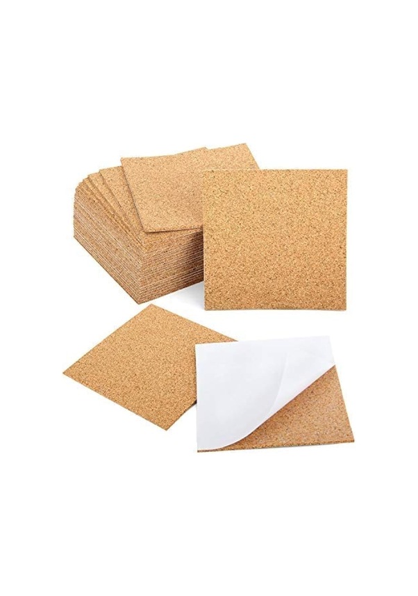 30 Adet Kendinden Yapışkanlı Mantar Levha 4"x 4" Dıy Bardak Altlıkları ...