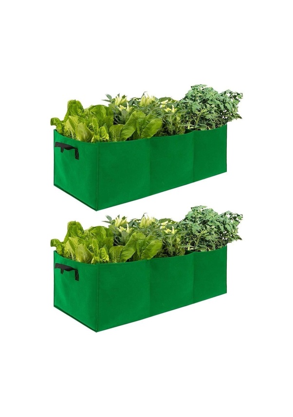 Yeşil Kumaş Yükseltilmiş Bahçe Yatağı, Kare Bahçe Çiçek Büyümek Çanta ...