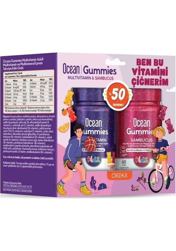 Ocean Gummies Multivitamin 60 + Gummies Sambucus 60 Çiğnenebilir Jel ...