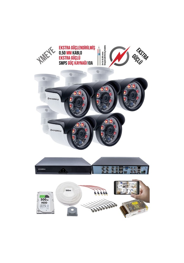 5 Kameralı Güvenlik Kamera Seti - Kdj-5s-6al-ss-e1 Fiyatları ve Özellikleri