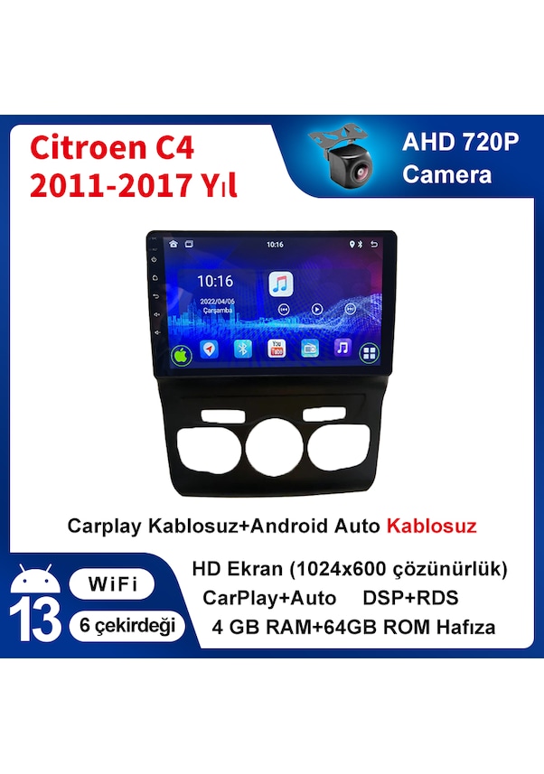 Citroen C4 2011-2017yıl 4gb Ram 64gb Rom Carplay Multimedya Navig ...