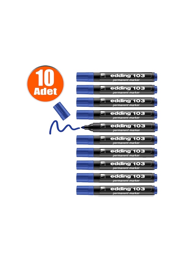 Edding 103 Kalıcı İşaretleyici Marker Mavi Kalem 10 Adet Fiyatları ve ...