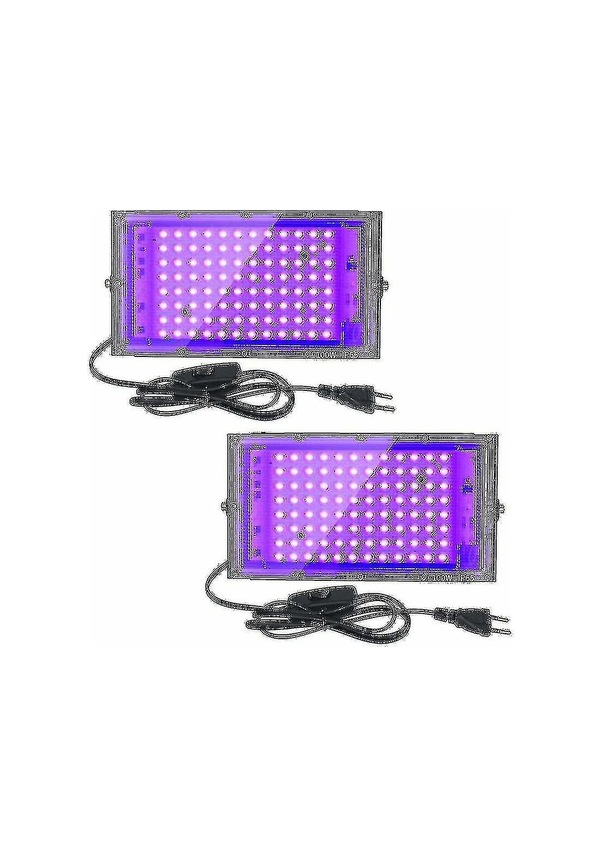 2 Adet 100w Uv Led Projektör Siyah Işık Ip65 Su Geçirmez, Ultraviyole ...