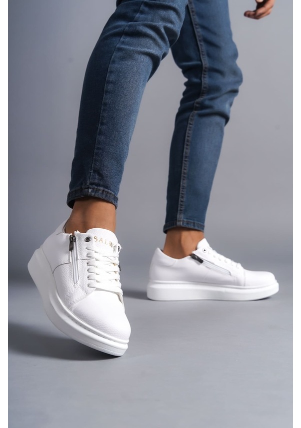 Mk155 Warrior Bağcıklı Ve Fermuarlı Cilt Erkek Günlük Sneaker Ayakkabı Bt Beyaz Beyaz 42 ...