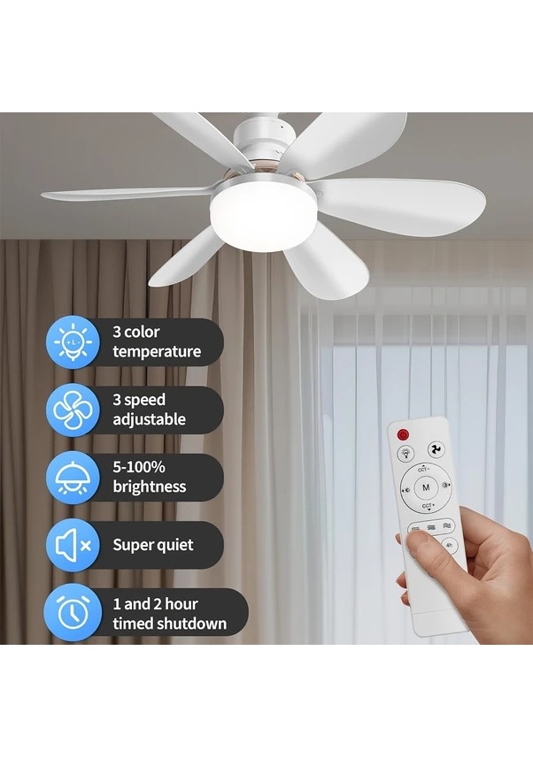 Cordial Xbate Akıllı Tavan Fanı 40w Beyaz 52 07 Cm Uzaktan Kumandalı 20 5 16 5 E26 E27 3 Hız 3 ...