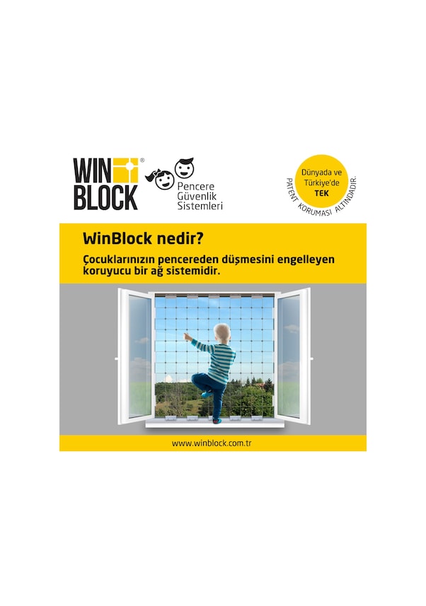 ORTA BOY - WINBLOCK Çocuklar için Pencere Çelik Güvenlik Ağı – Ye ...