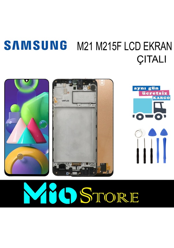 SAMSUNG GALAXY M21 M215F LCD Ekran DOKUNMATİK FULL ÇITALI KAL Siyah ...