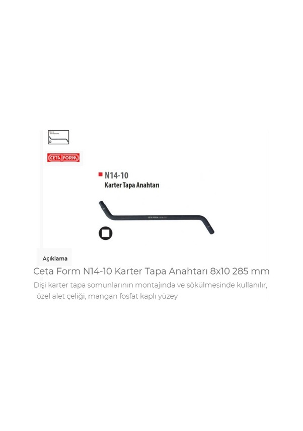 Ceta Form N14-10 Karter Tapa Anahtarı 8X10 285 Mm Fiyatları ve Özellikleri