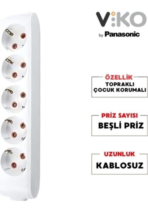 Viko Beşli Grup Priz, Topraklı - Çocuk Korumalı Çoğaltıcı Priz, 5'li ...