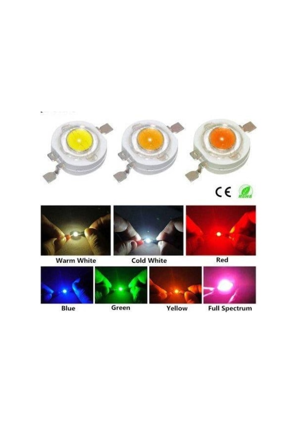 3 Volt 350Ma Powerled Power Emiter Led 10 Adet Watt-Renk 1W-Günışığı ...