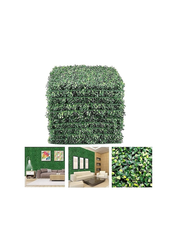 10 Adet 40x60 Cm Yapay Bitki Duvar Kaplama Panel Şimşir Yeşil Dikey ...