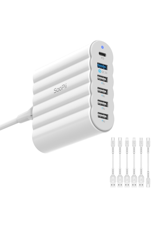 SooPii CS63 PD 3.0+QC3.0+PPS 68W 6 Port Taşınabilir Çoklu Şarj ...