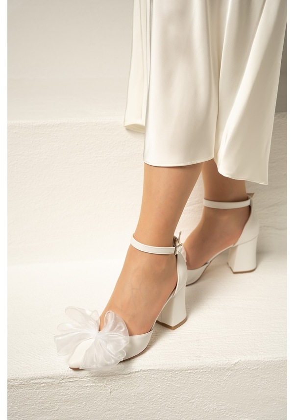 Violet Beyaz İvory Deri Tül Fiyonklu Kadın Topuklu Ayakkabı Beyaz 39 Fiyatları ve Özellikleri