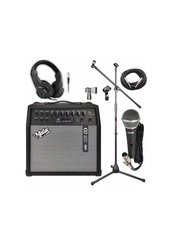 Midex Mga-50-pak Elektro Gitar Amfisi 50 Watt Usb Bluetooth Şarjlı 4 Girişli Mikrofon Kulaklık ...