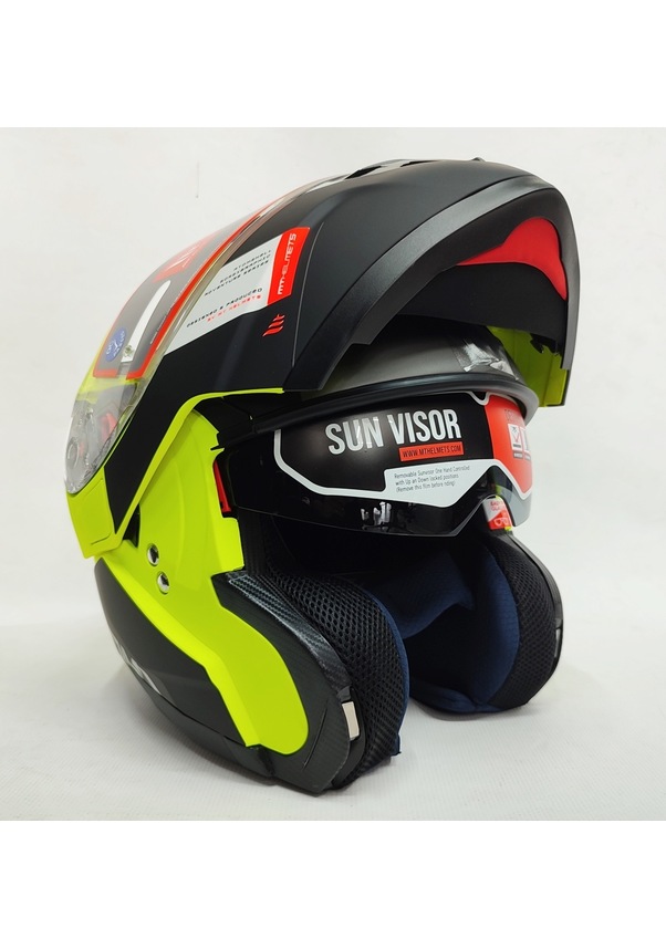 Mt Atom Sv Gorex C3 Flor Çene Açılır Kask Güneş Vizörlü Sarı L ...