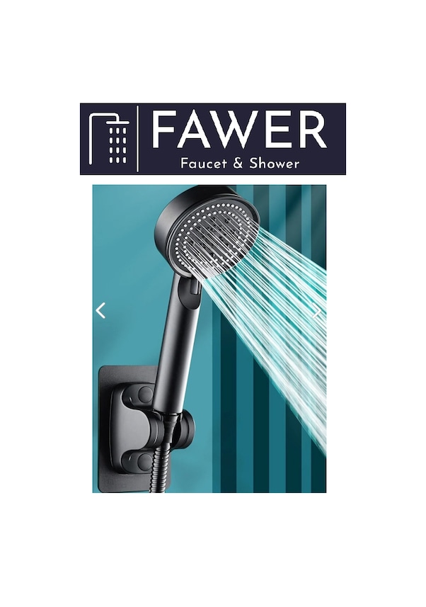 FAWER 5 Fonksiyonlu Siyah Yapışkan Mafsallı Duş Seti Duş Başlığı ...