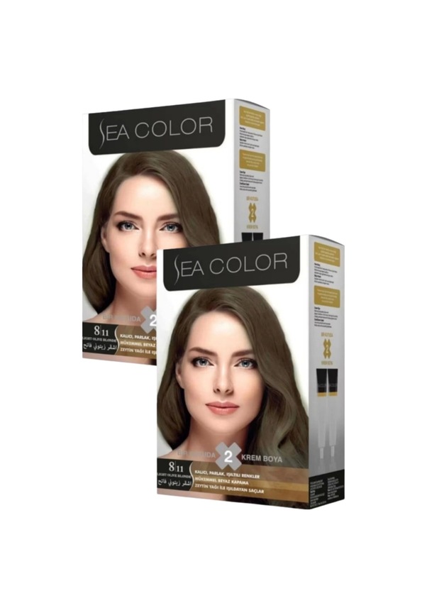 Sea Color 8.11 Saç Boyası Yoğun Açık Küllü Kumral 2 x 100 ML 8.11 ...