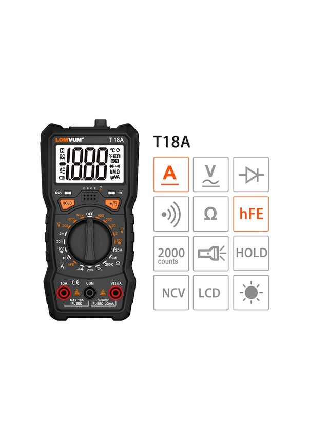 T18a-multimetre 6000 Sayım Yüksek Hassasiyetli Dijital Multimetre Ncv ...