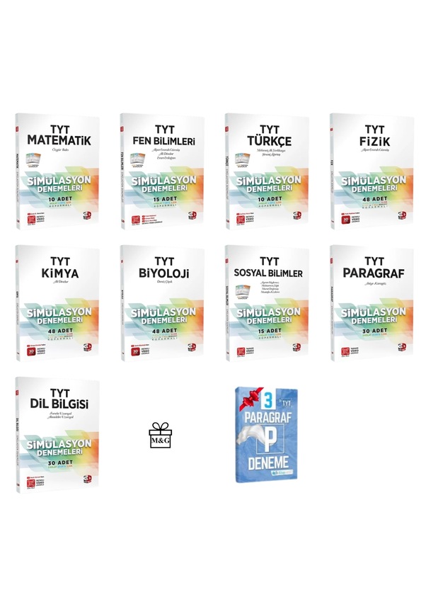 TYT Tüm Dersler Simülasyon Denemeleri Seti ( 9 Kitap M&G ) Fiyatları ve Özellikleri