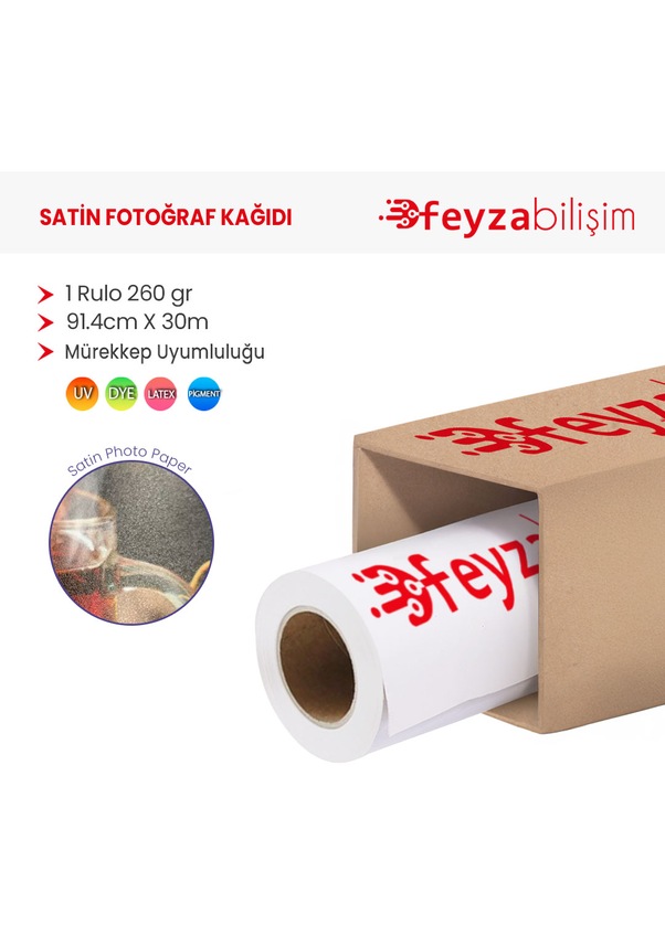 Feyza Bilişim Satin Yarı Mat Fotoğraf Kağıdı 260g 91.4cm X30m-1 Fiyatları ve Özellikleri