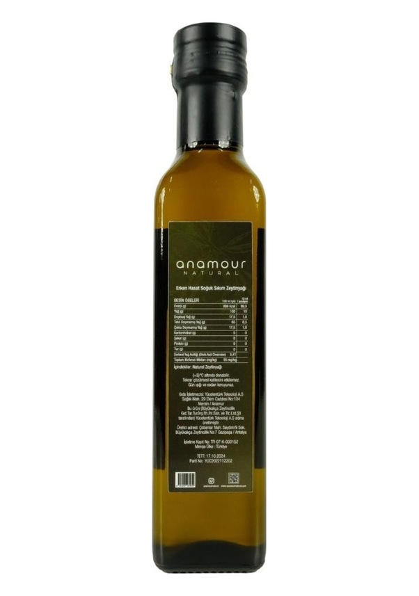 Anamour Natural Erken Hasat Soğuk Sıkım Tavşan Yüreği Zeytinyağı 250 ML ...