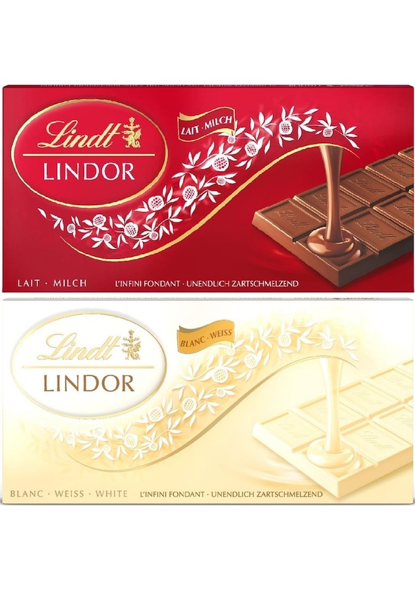 Lindt Lindor Milk Sütlü Tablet Çikolata 100 G + Lindt Lindor White ...