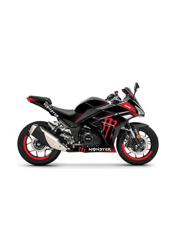 Rks R250 Monster Kırmızı Parçalı Kaplama Sticker Etiket Modeli ...