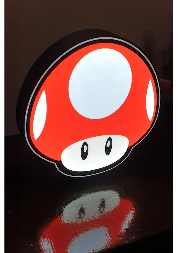 Süper Mario Mantar Dekoratif Aydınlatma Led Gece Lambası Beyaz ...