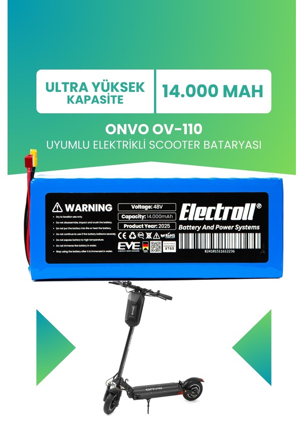 Onvo Ov-110 Batarya Ultra Yüksek Kapasite Batarya 48v 14ah Pil ...
