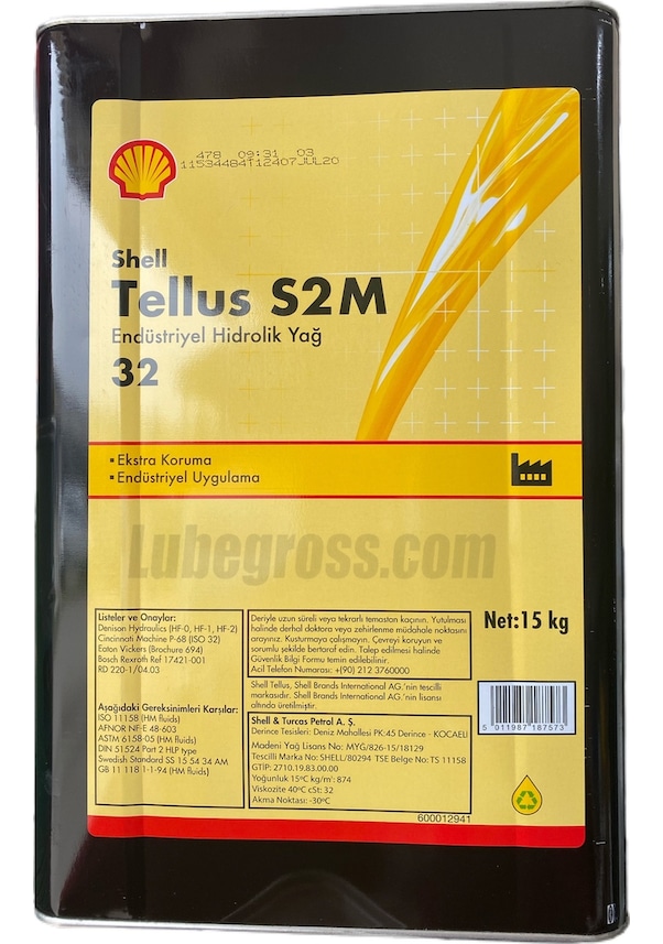 Shell Tellus S2 M 32 Hidrolik Yağı 15 KG Fiyatları ve Özellikleri