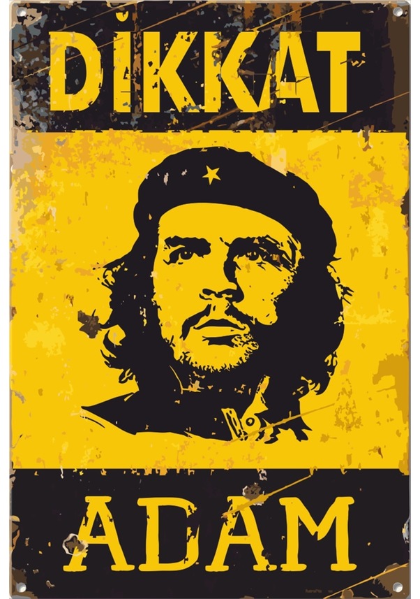 Dikkat Ernesto Che Adam Uyarı Levhası Retro Ahşap Poster 20x30 1 ...