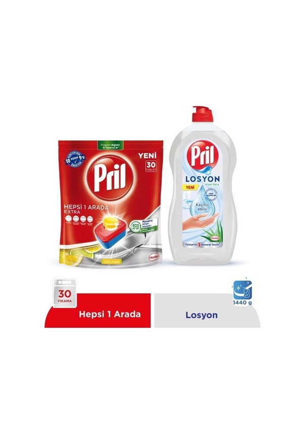 Piril Sıvı Bulaşık Deterjanı 1440 G Losyon + Pril Hepsi Bir Arada 30 ...