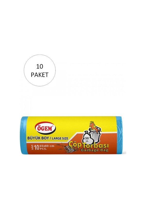 Büyük Boy Çöp Torbası 65 X 80 Cm 10 Lu Rulo X 10 Paket 100 Adet Mavi ...