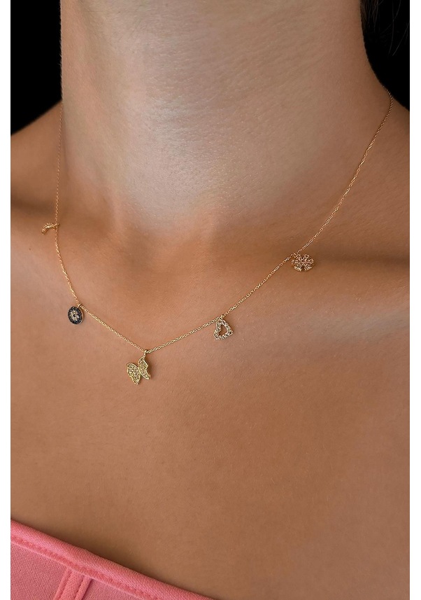 14 Ayar Altın Şans Kolyesi 3 001 Pembe Altın Ayarlanabilir Fiyatları ve ...