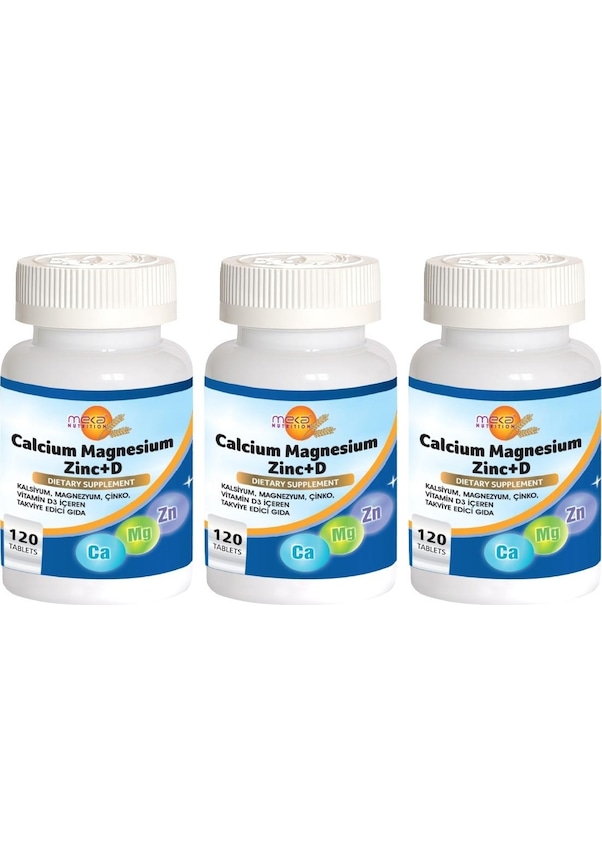 Meka Nutrition Calcium Magnesium Zinc Vitamin D Vitamini 3x120 Tablet ...