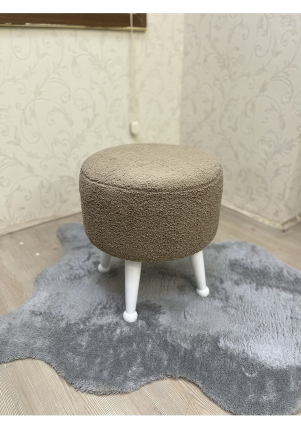 Asedia Miskin Lake Teddy Kahve Ahşap Ayaklı Peluş Puf Makyaj Koltuğu ...