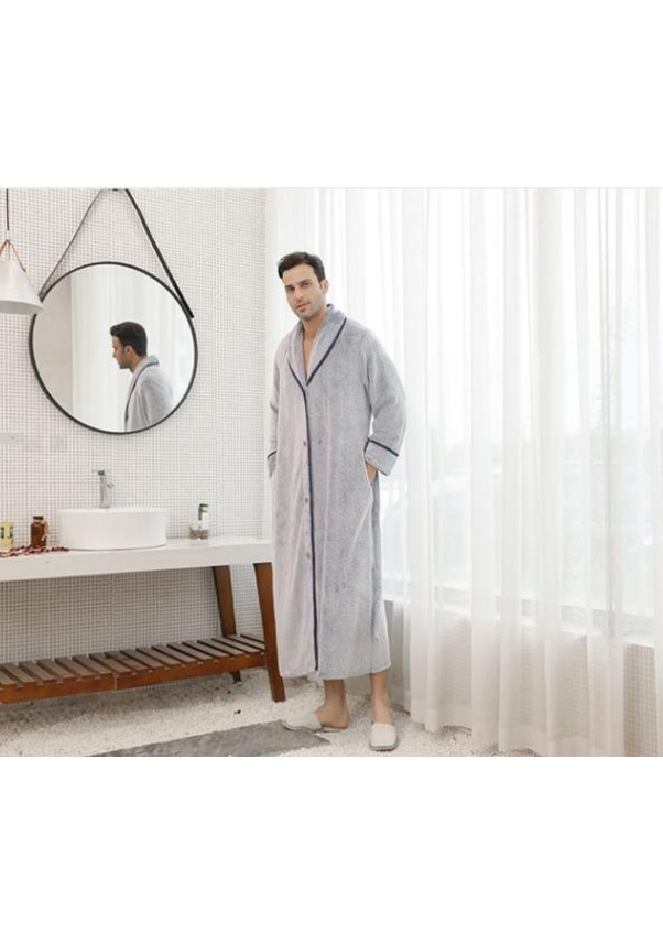 Xıxun Flanel Pijama Erkek Kış Kalınlaşmış Ve Uzatılmış Çift Düğme Kemer ...