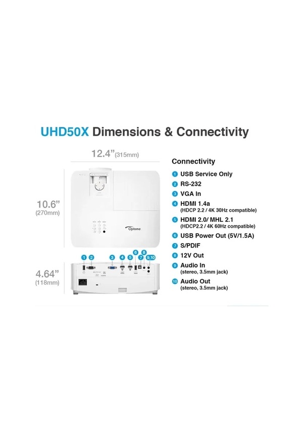 Optoma Uhd55 4k Ultra Hd Dlp Ev Sineması Ve Oyun Projektörü Uhd50x 3400 Lümen Fiyatları ve ...