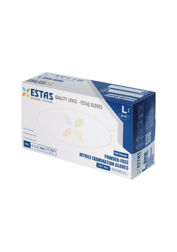 Estaş Eldiven %100 Nitril Pudrasız 100 Lü Paket L Beden %100 Yerl L ...