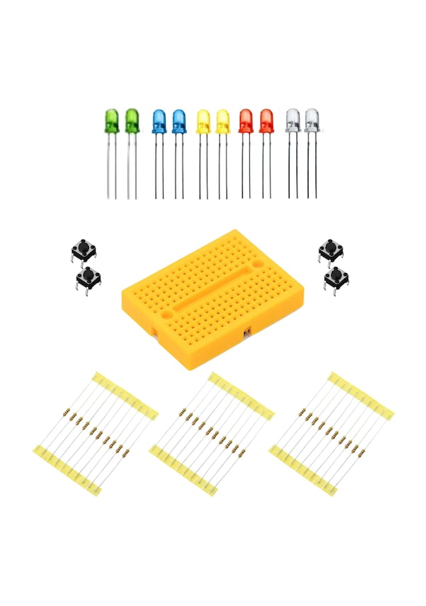 Rakunrobotik Mini Breadboard - 10 Adet Karışık Led - 30 Adet Direnç - 4 ...